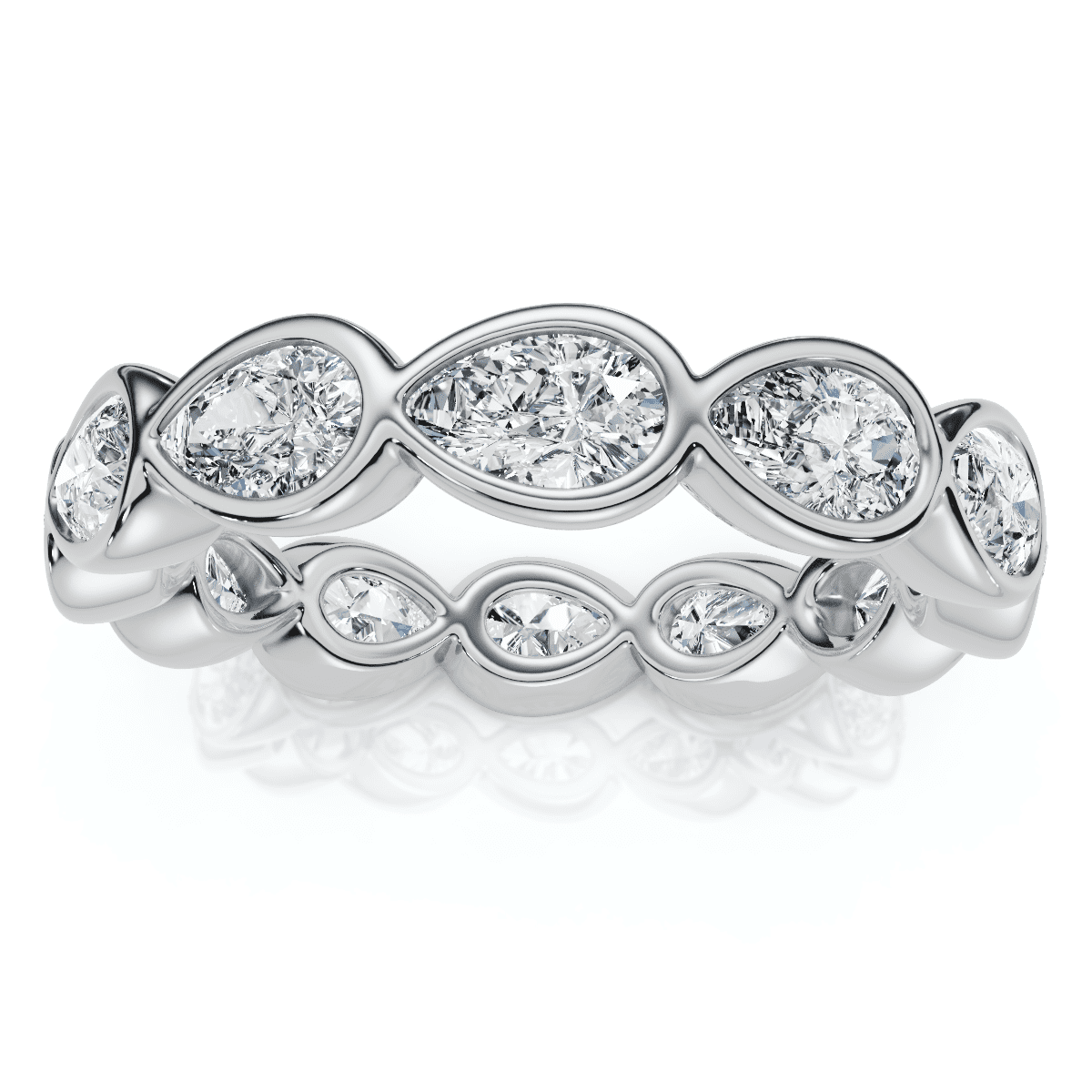 Pompeii 2Ct Pear Shape Bezel Diamond Eternity Wedding Ring 14kGold or ...