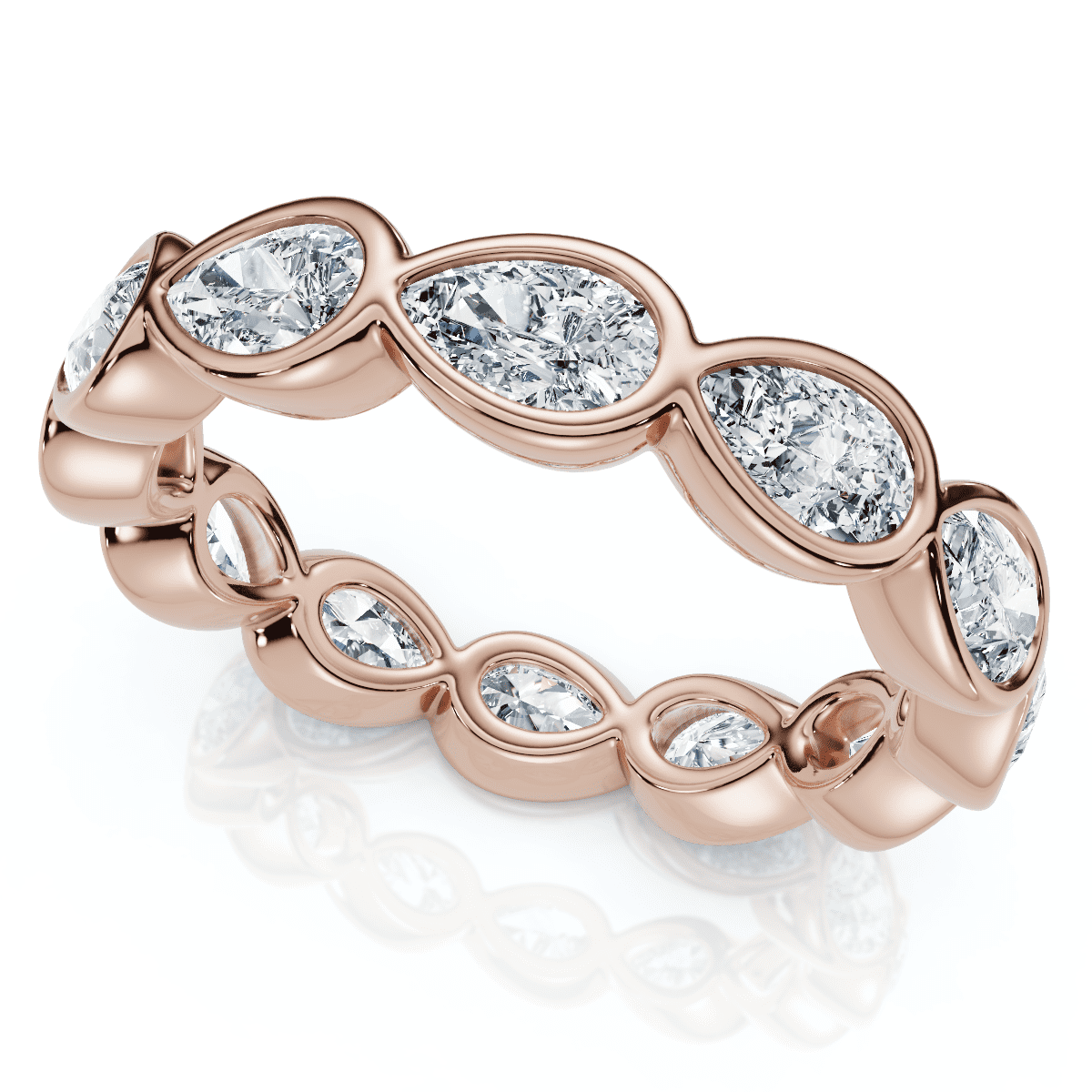 Pompeii 2Ct Pear Shape Bezel Diamond Eternity Wedding Ring 14k Gold Lab ...