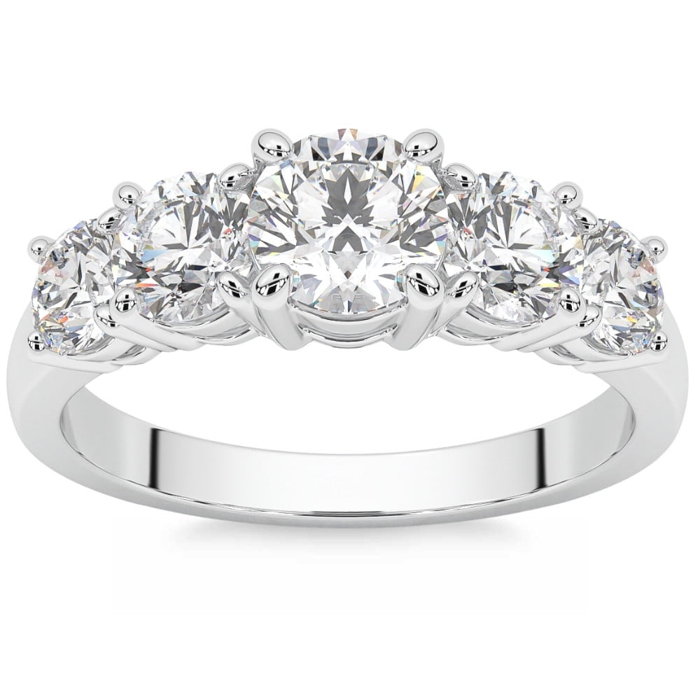 Pompeii 2Ct Round Cut Diamond Five Stone Wedding Ring Anniversary Gold ...