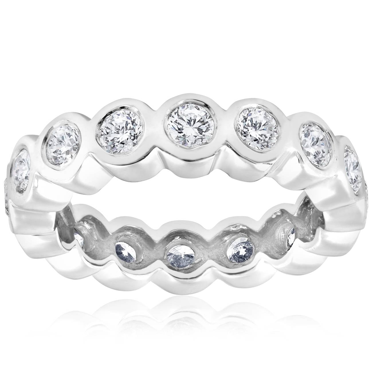 Pompeii 2ct Bezel Diamond Eternity Stackable Wedding Ring 14k White ...