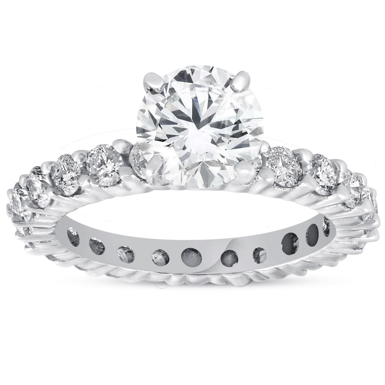 Pompeii 2ct Diamond Eternity Engagement Ring 14K White Gold ((G-H),SI(1 ...