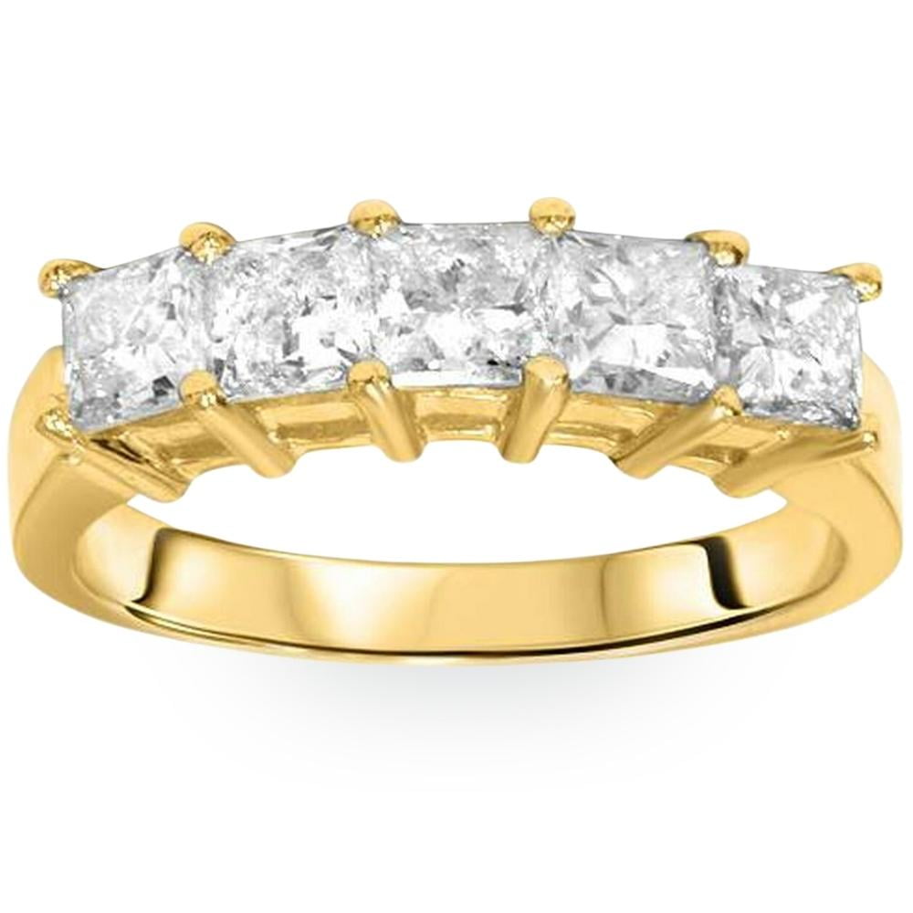 Pompeii 2ct HUGE Princess Cut Diamond Anniversary Gold Ring (H,I1 ...