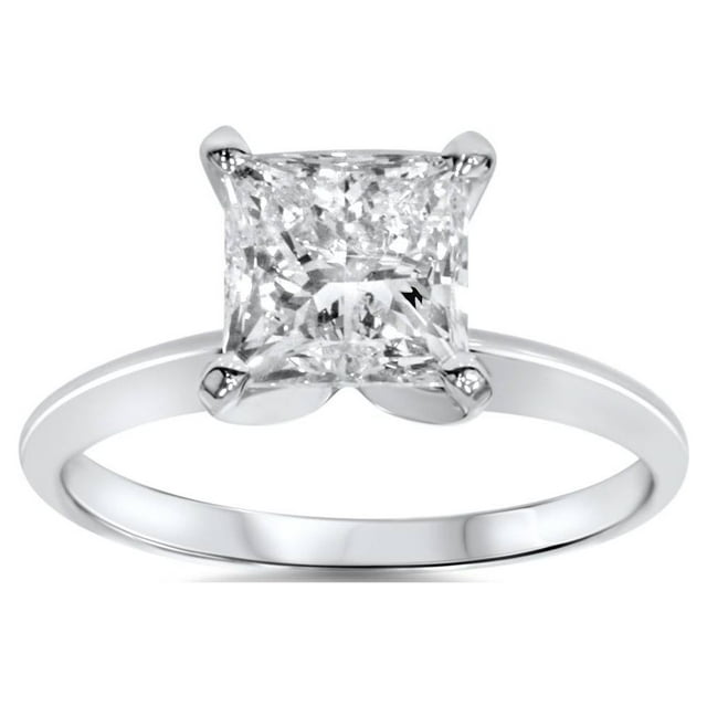 Pompeii Certified 2Ct Princess Cut Solitaire Diamond Engagement Ring 14k Gold Lab Grown ...