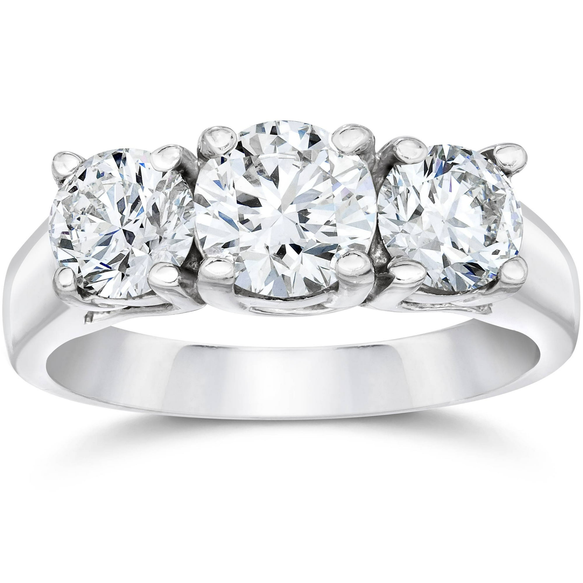 Pompeii3 2Ct Three Stone Diamond Engagement Ring for Women 14k White Gold (H,I1) - Walmart.com