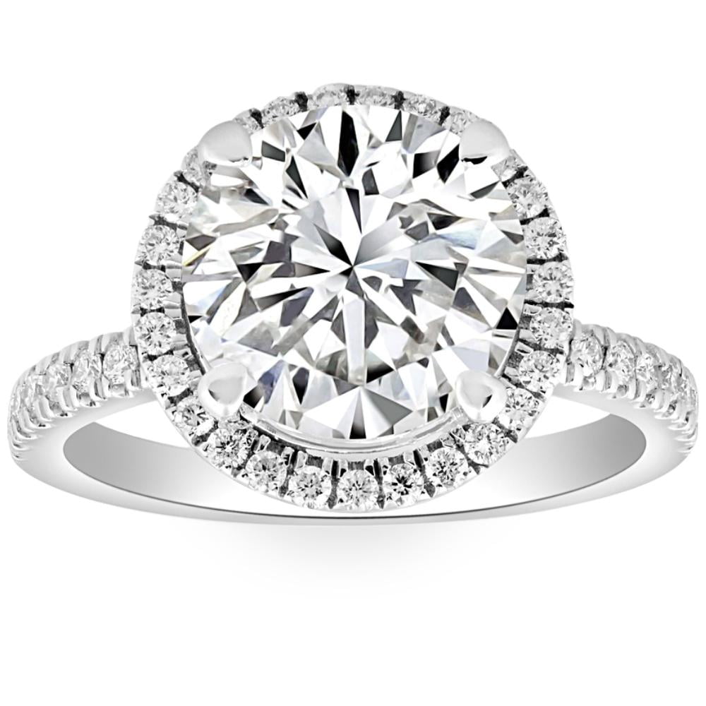 Pompeii 3 1/2Ct Diamond Halo Lab Grown Engagement Ring in White, Yellow or Rose Gold - Walmart.com