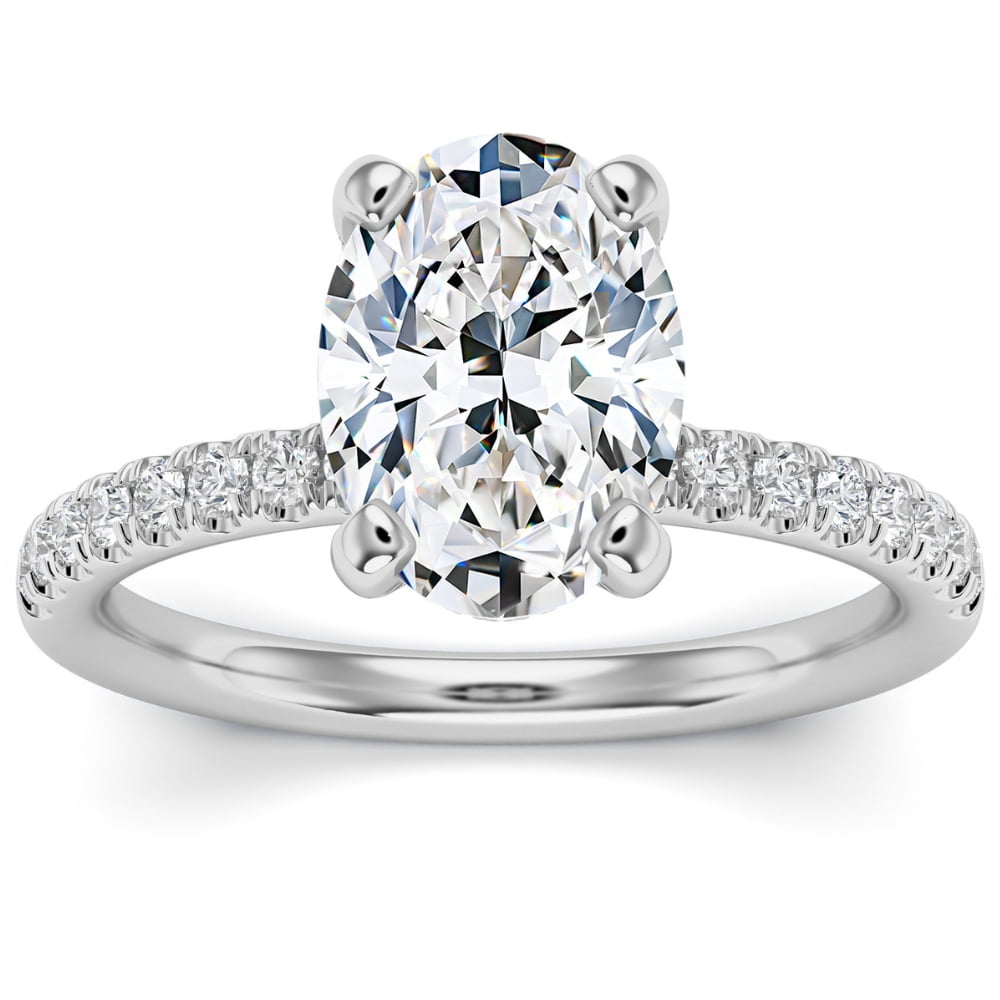 Pompeii 3 1/2Ct Oval Diamond Engagement Ring Lab Grown in 14k White, Yellow or Rose Gold ...