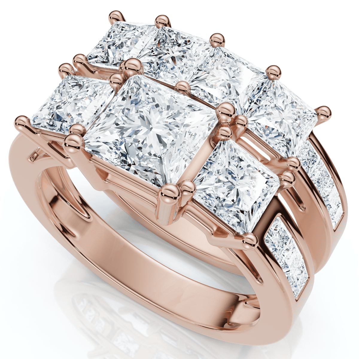 Pompeii 3 1/2Ct Princess Cut Diamond Engagement Ring Set 14k Gold or Platinum Lab Grown ...