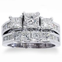 Pompeii Princess Cut Diamond Engagement Ring Wedding Ring Set 1ct 14K White Gold - Walmart.com