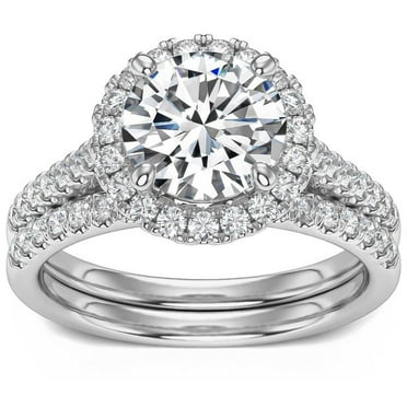 Pompeii 1 5/8 Ct Oval Diamond Engagement Ring & Matching Band 14k White Gold Lab Grown - Walmart.com
