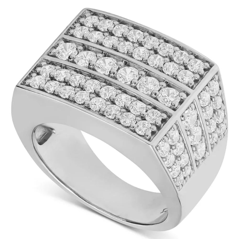 Pompeii 3 1/4 Ct Diamond Men's Multi-Cluster Wide Ring in White Gold (I ...