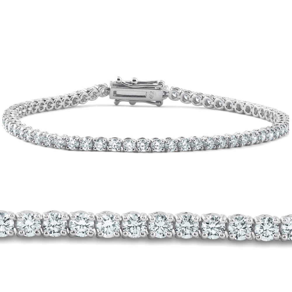 Pompeii 3 - 10 Ct Natural Diamond Tennis Bracelet in 14k White, Yellow ...
