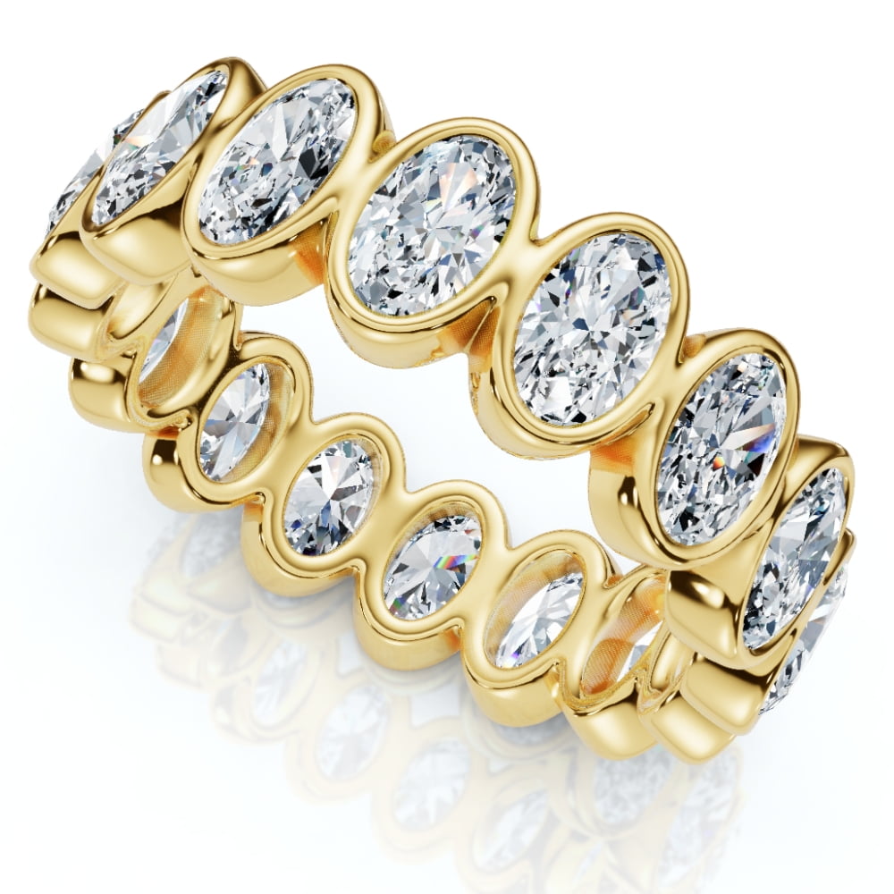 Pompeii 3 - 12Ct Oval Diamond Bezel Eternity Ring 14k Gold Lab Grown ...