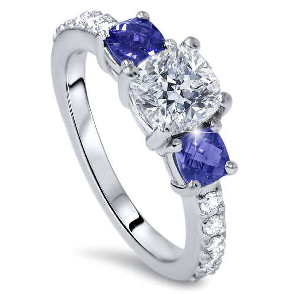 Pompeii 3.25ct Cushion Diamond & Treated Blue Sapphire Engagement Ring 14k - Walmart.com