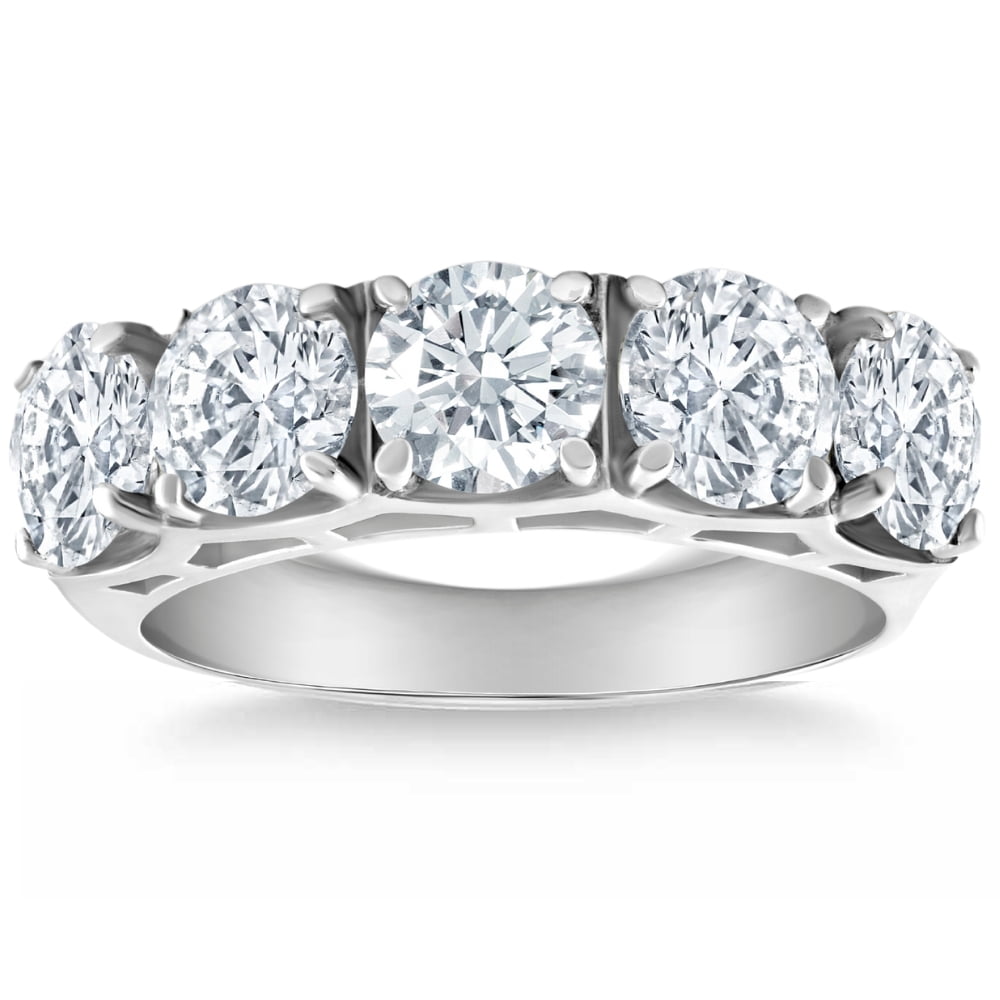 Pompeii 3 3/4Ct 5-Stone Lab Grown Diamond Wedding Ring 14K White Gold ...