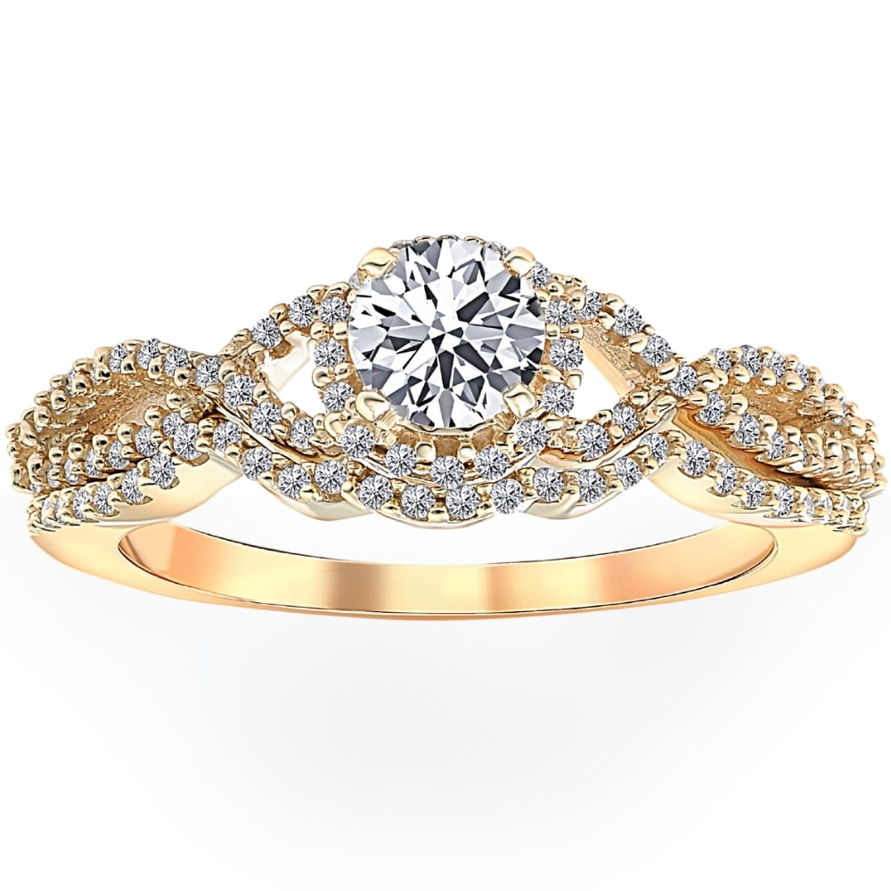 Pompeii 3/4 Ct Diamond Engagement Infinity Wedding Ring Set 14k Yellow ...
