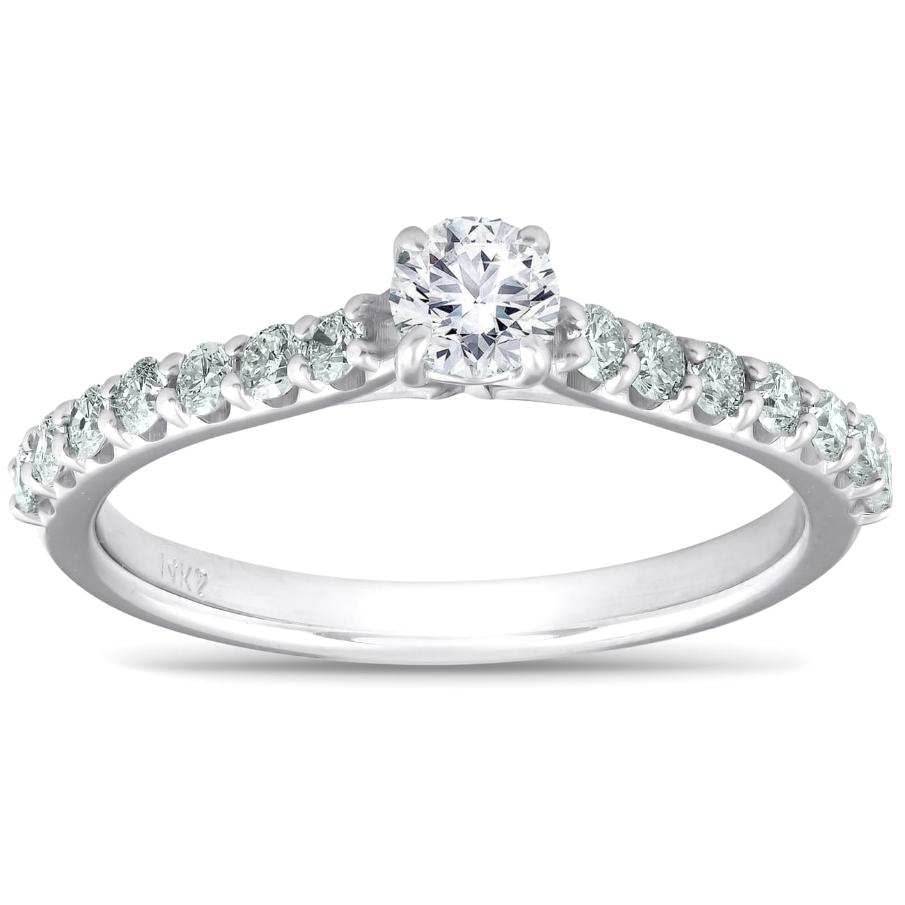 Pompeii 3/4 Ct TDW Diamond Side Stone Engagement Ring 14k White Gold (G ...