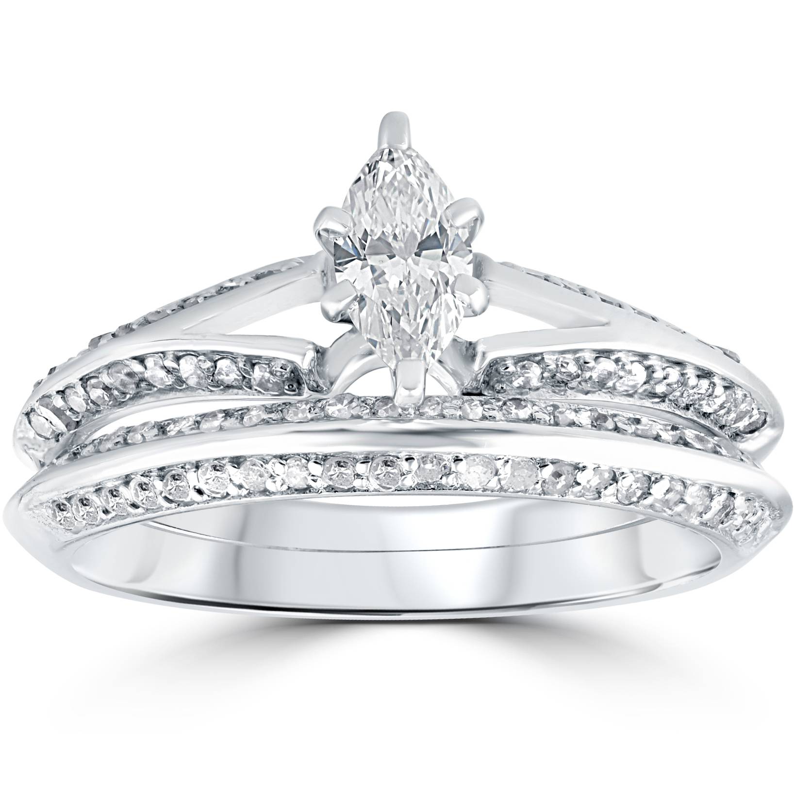 Pompeii 2 Carat Marquise Diamond Engagement Wedding Ring Set White Gold ...