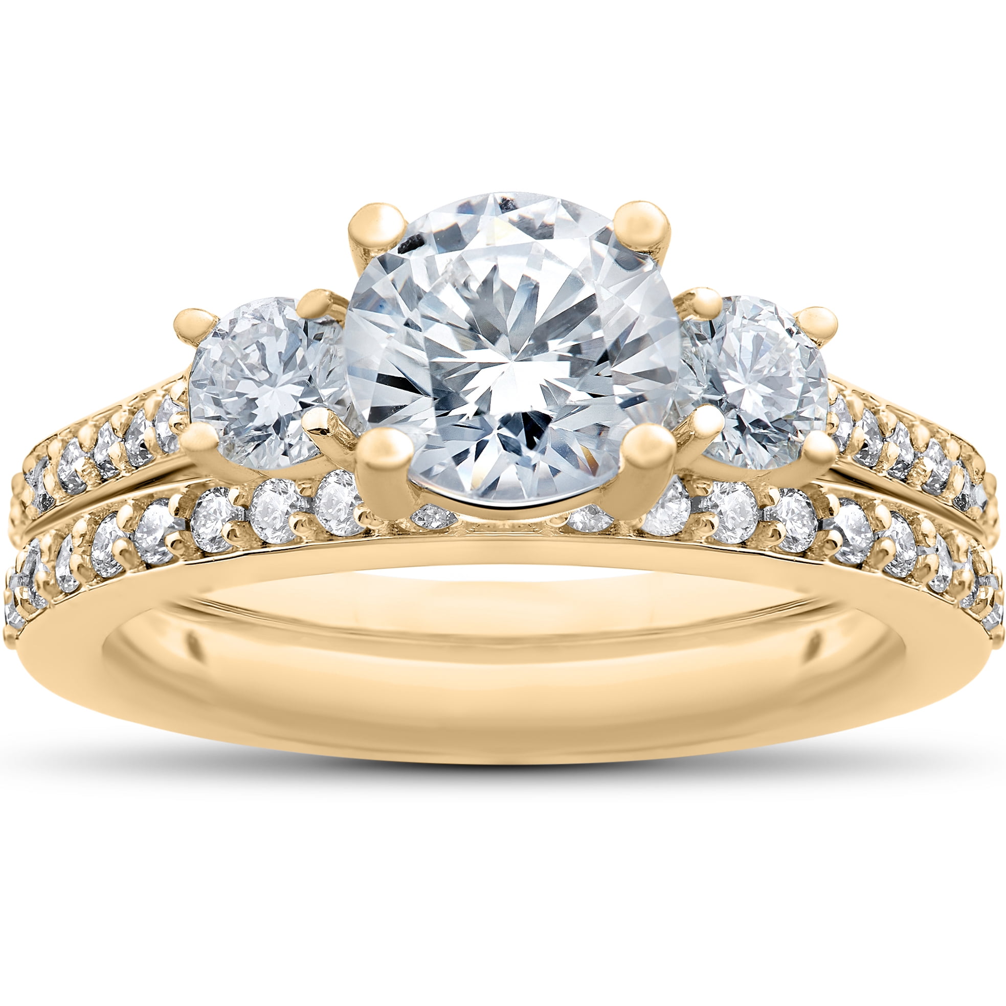 Pompeii 3/4 ct Round Diamond Engagement Ring Setting & Matching Wedding ...