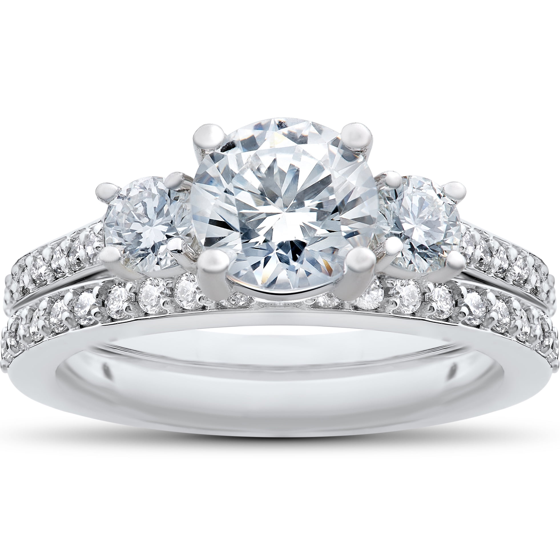 Pompeii 3/4 ct Round Diamond Engagement Ring Setting & Matching Wedding ...