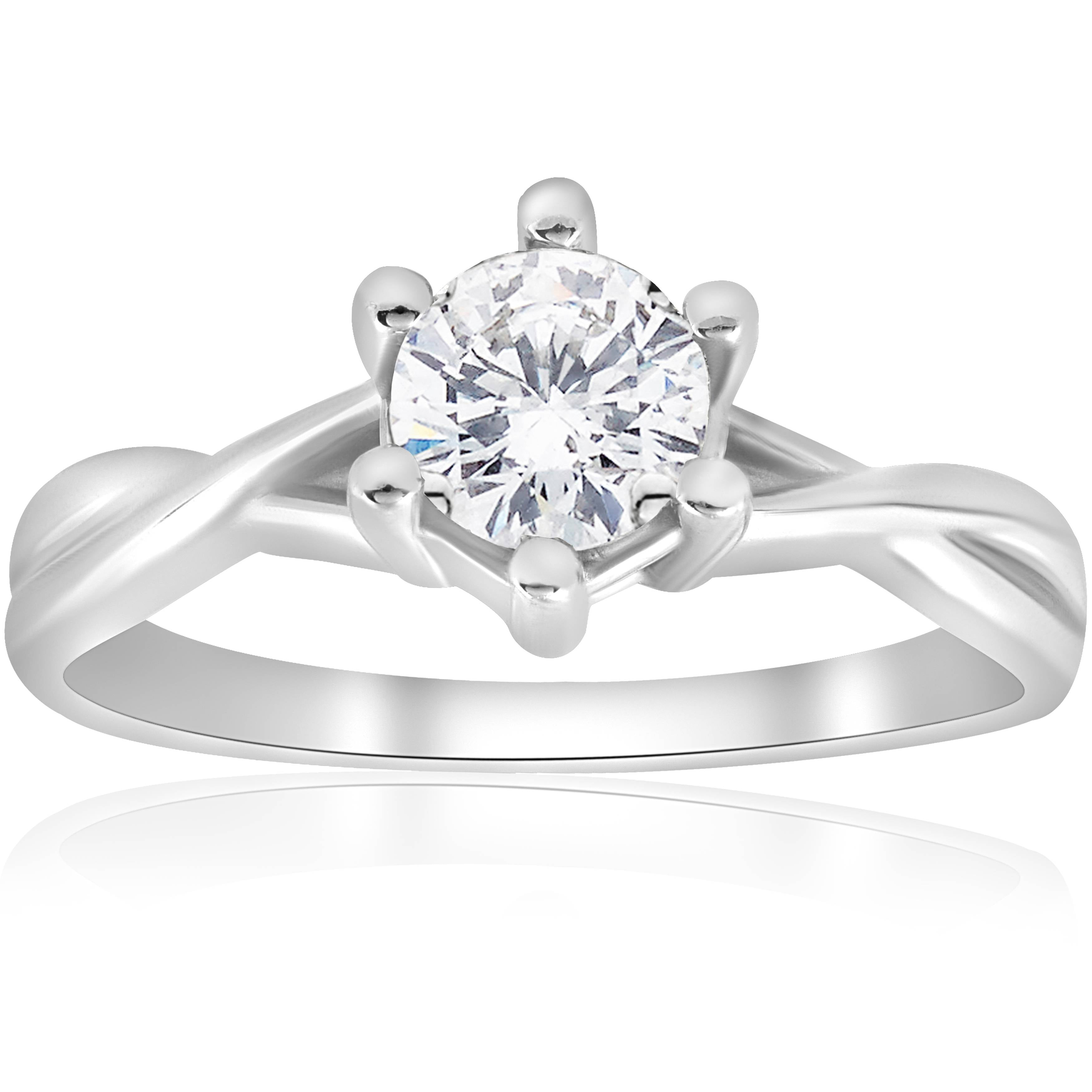 Pompeii 3/4 ct Twist Solitaire Diamond Engagement Ring 14K White Gold ...