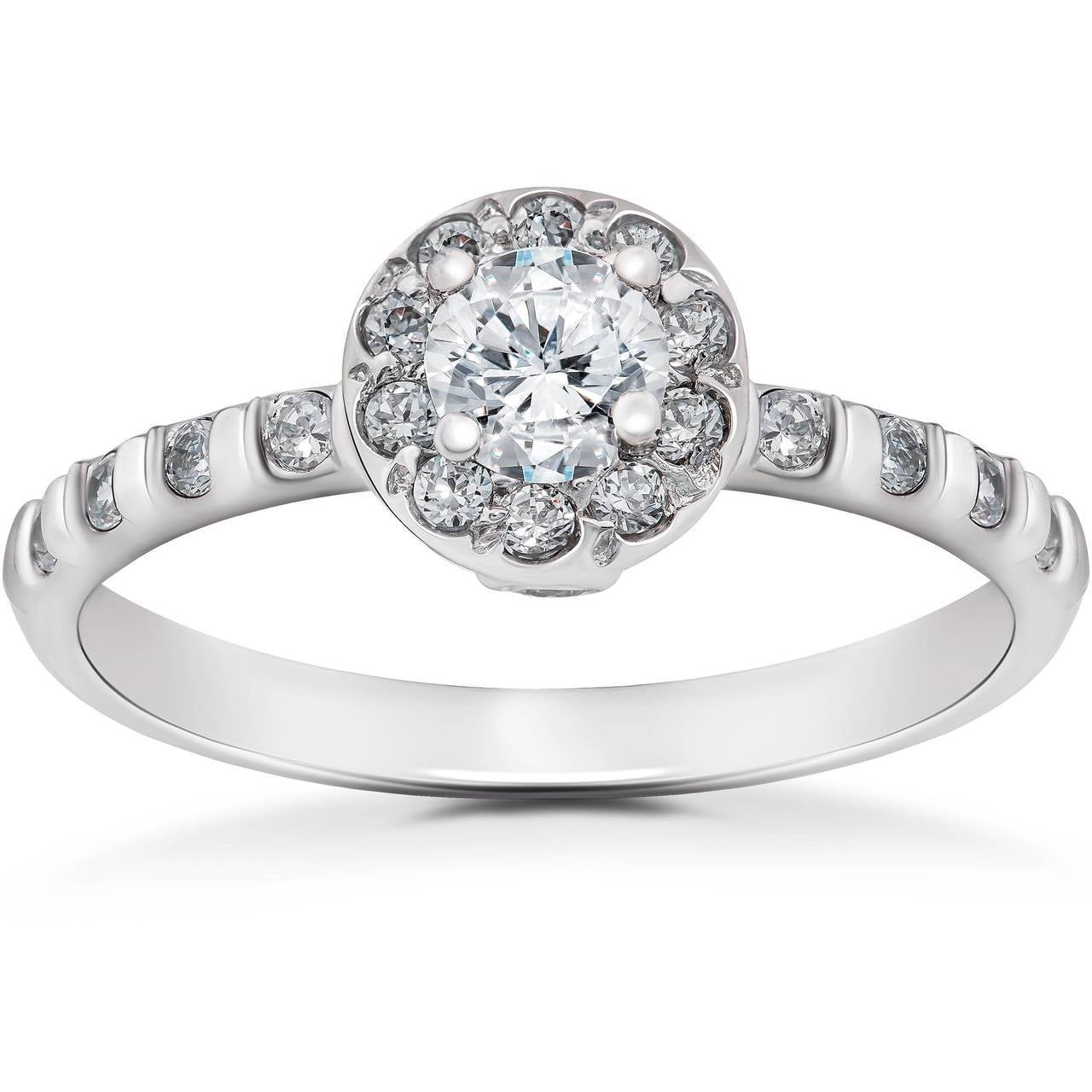 Pompeii 3/4CT Vintage Halo Diamond Engagement Ring 14K White Gold (G,I1-I2) - Walmart.com