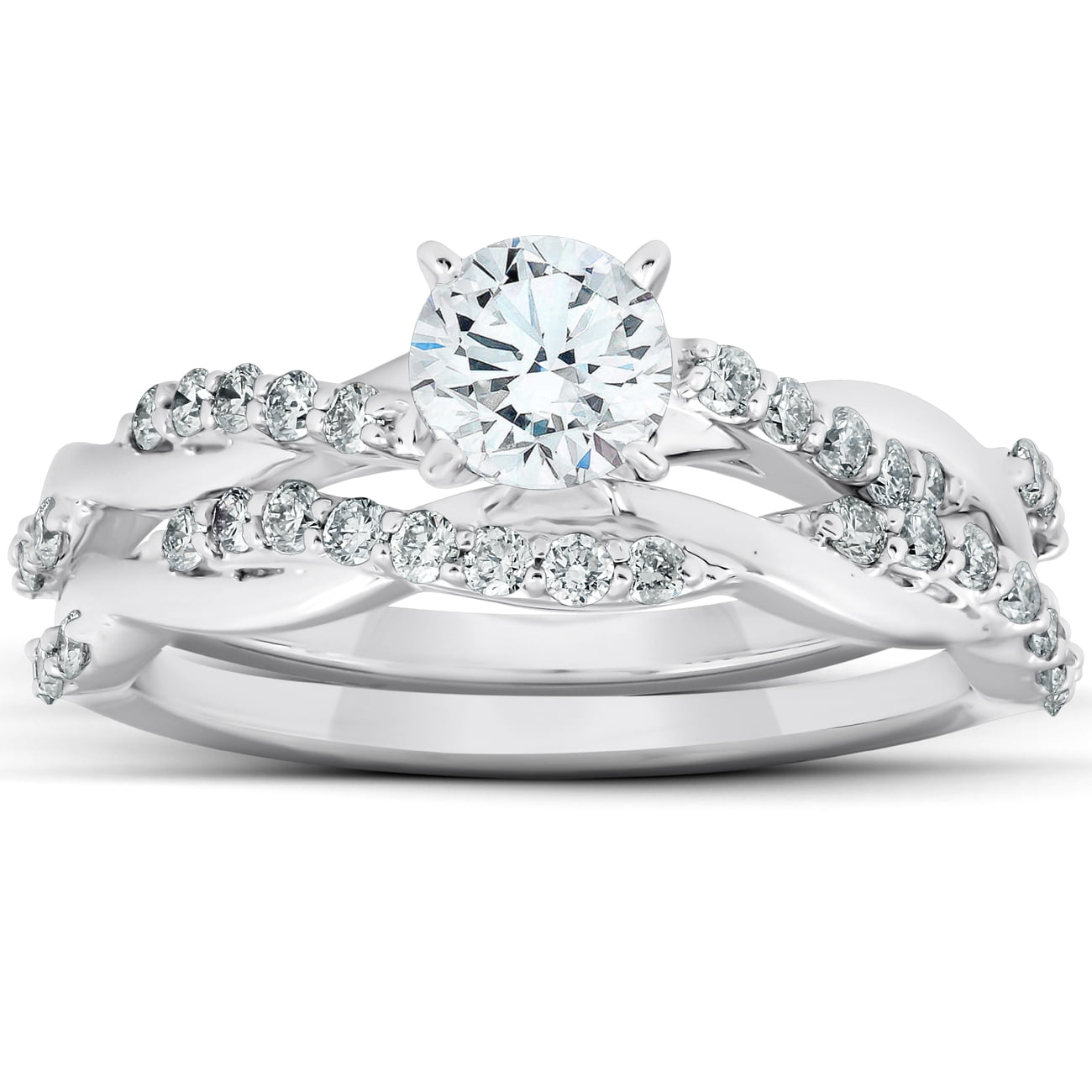 Pompeii 3/4Ct Diamond Infinity Engagement Ring Set 14k White Gold ...