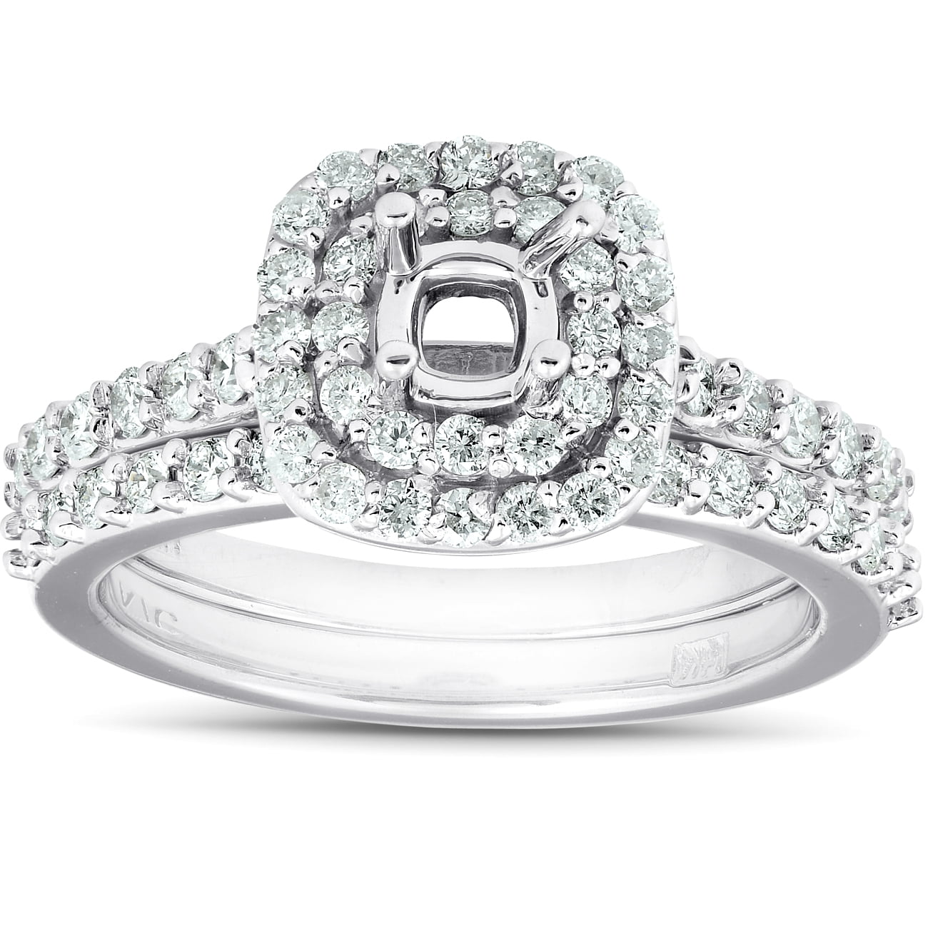 Pompeii 3/4Ct Double Cushion Halo Diamond Engagement Ring Setting Mount 14k White Gold - Walmart.com