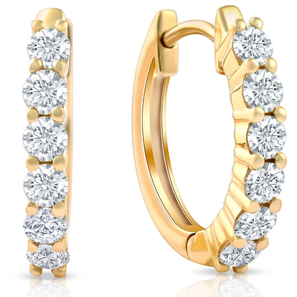 Pompeii 3/4Ct Lab Grown Diamond Hoops 10K Yellow Gold 1/2" Tall (((G-H ...