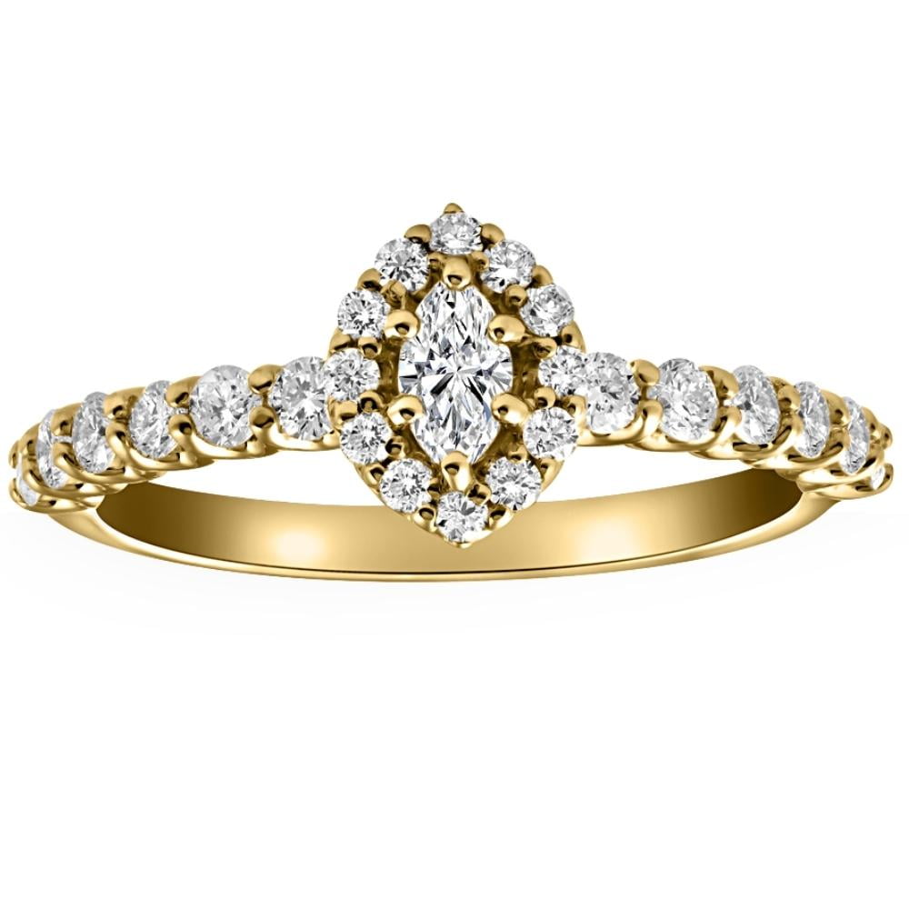 Pompeii 3/4Ct Marquise Halo Diamond Engagement Wedding Ring Set in ...