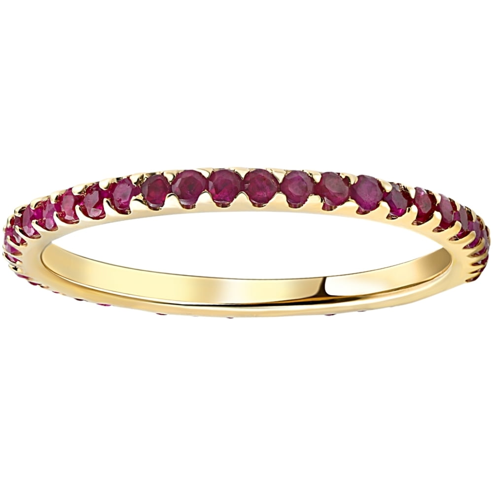 Pompeii 3/4Ct Ruby Eternity Ring Anniversary Band 10k Yellow Gold ...