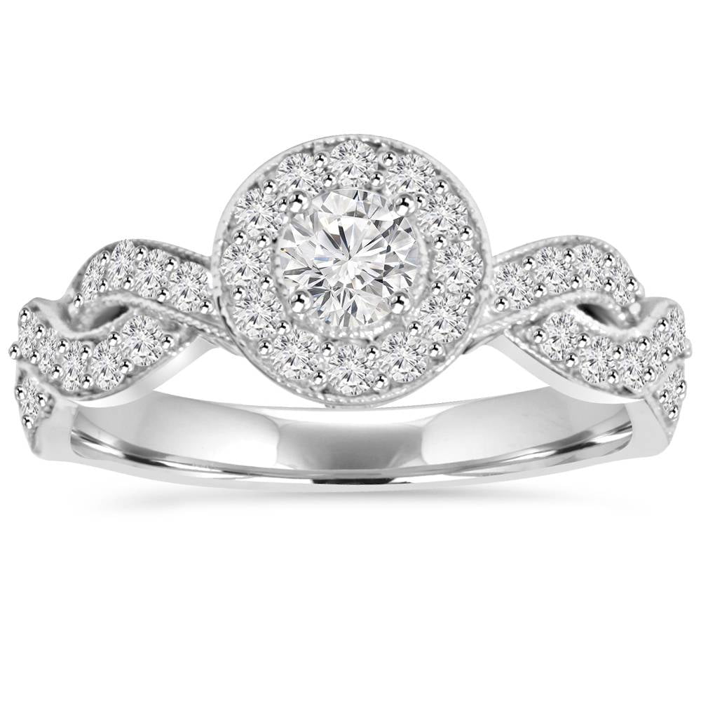 Pompeii 3/4Ct Vintage Diamond Infinity Halo Engagement Ring 14K White Gold (H/I,I1-I2) - Walmart.com