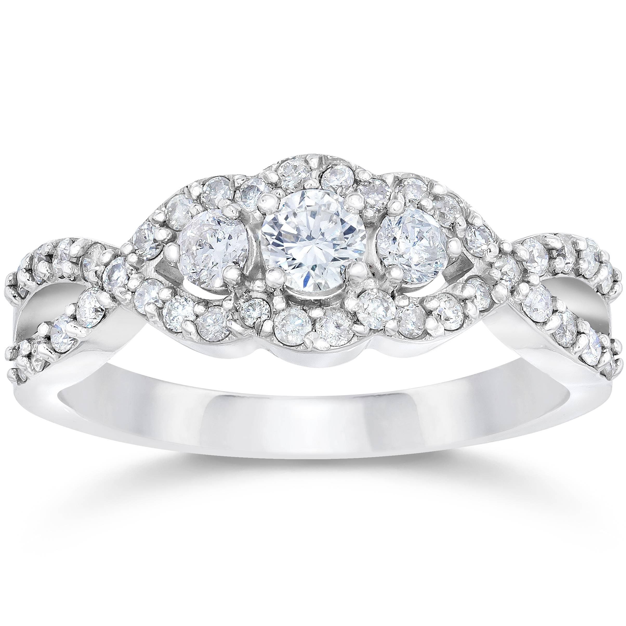 Pompeii 3/4ct 3-Stone Diamond Infinity Engagement Ring 10K White Gold ...