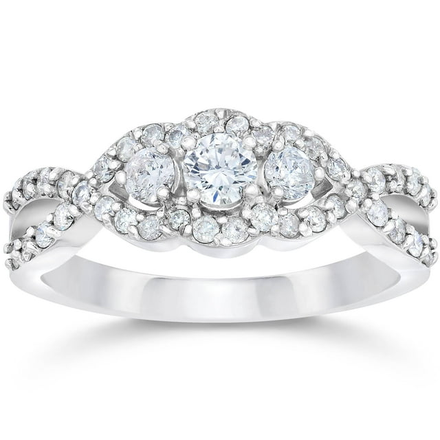 Pompeii 3/4ct 3-Stone Diamond Infinity Engagement Ring 10K White Gold ...