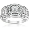 Pompeii 3/4ct 3-Stone Pave Cushion Halo Diamond Engagement Ring Vintage 10k White Gold - Walmart.com