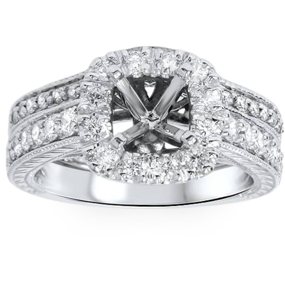 Pompeii 3/4ct Cushion Cut Halo Diamond Vintage Engagement Ring Setting Set (G/H,SI1-SI2 ...