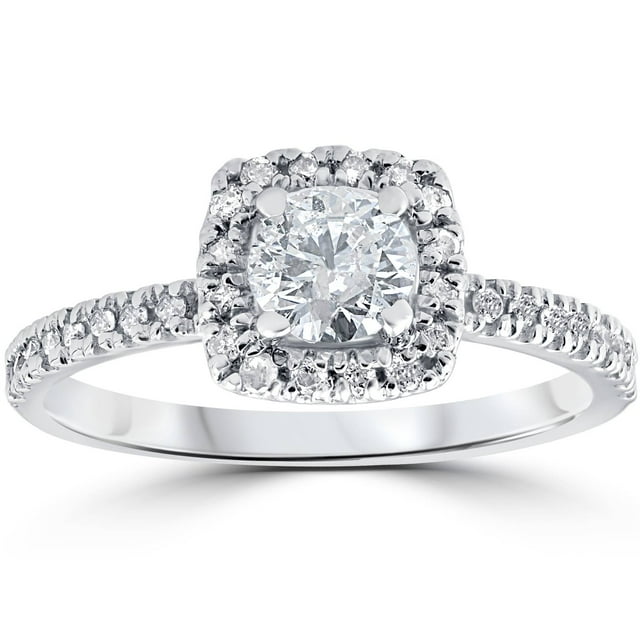 Pompeii 3/4ct Cushion Halo Diamond Engagement Ring 14K White Gold (G/H,I1-I2) - Walmart.com