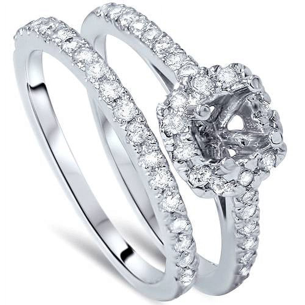 Pompeii 3/4ct Cushion Halo Engagement Ring Setting & Band 14K White ...