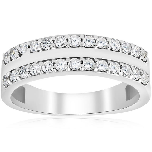 Pompeii 3/4ct Diamond Double Row Wedding Ring 14K White Gold (G/H,I1 ...
