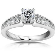Pompeii 3/4ct 3-Stone Pave Cushion Halo Diamond Engagement Ring Vintage 10k White Gold - Walmart.com