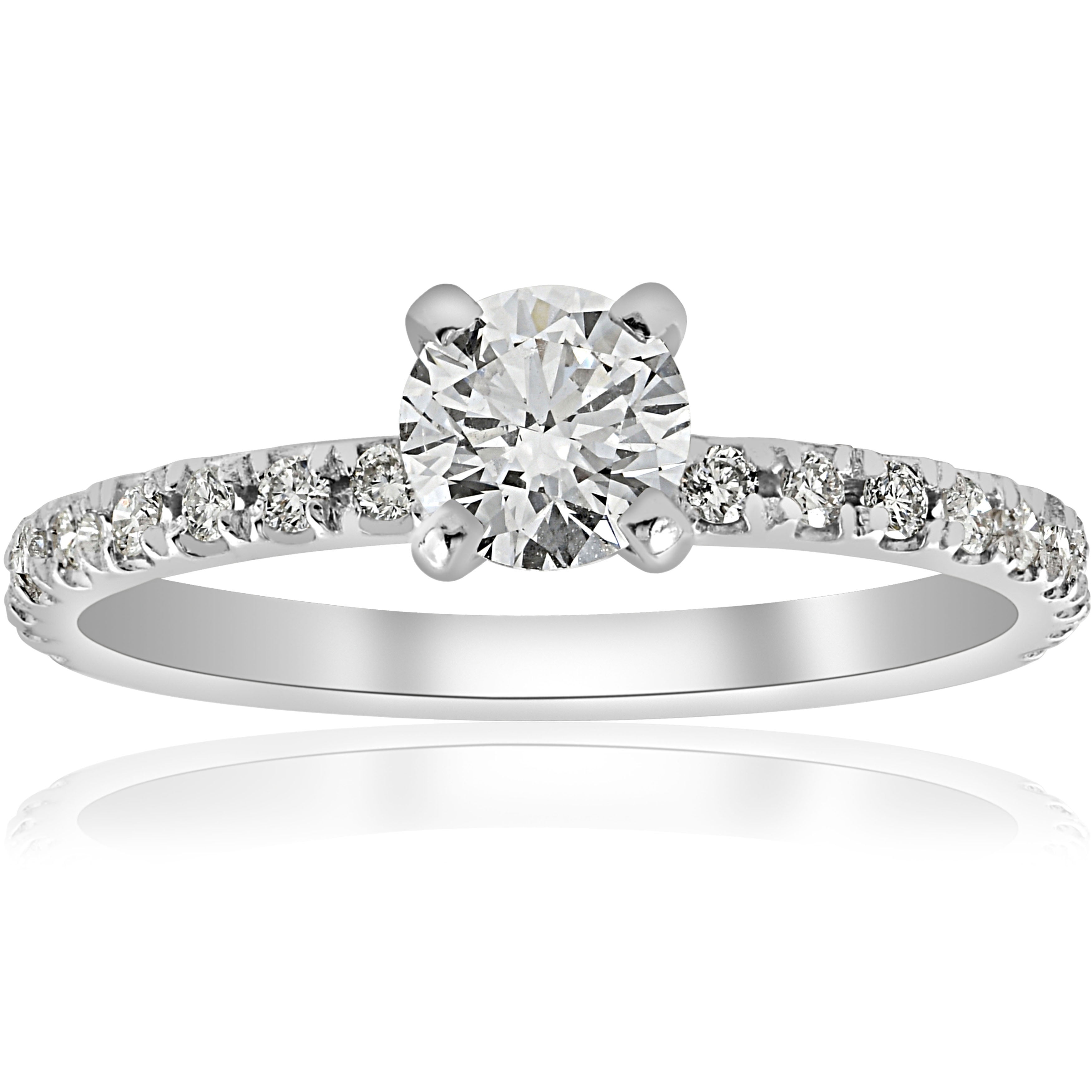 Pompeii 3/4ct Diamond Engagement Ring French Pave Set 14k White Gold (H ...