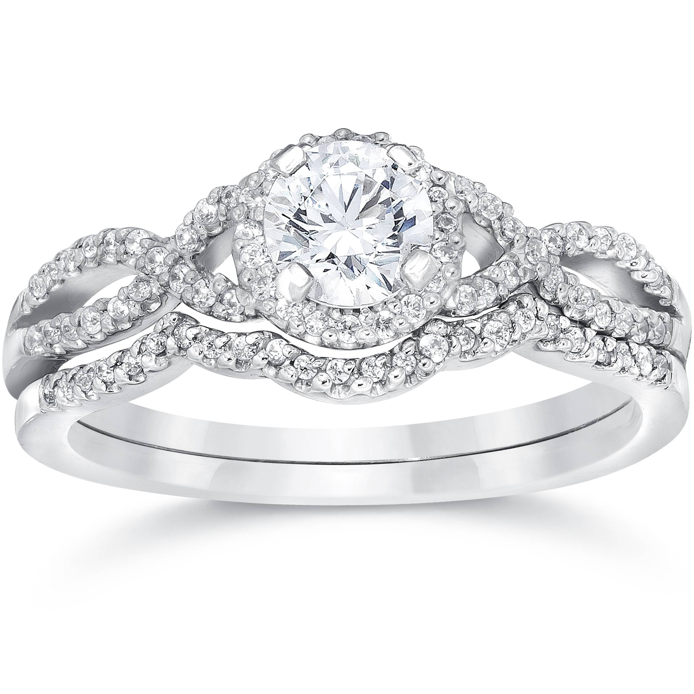 Pompeii3 3/4ct Diamond Infinity Engagement Wedding Ring Set in 10k ...