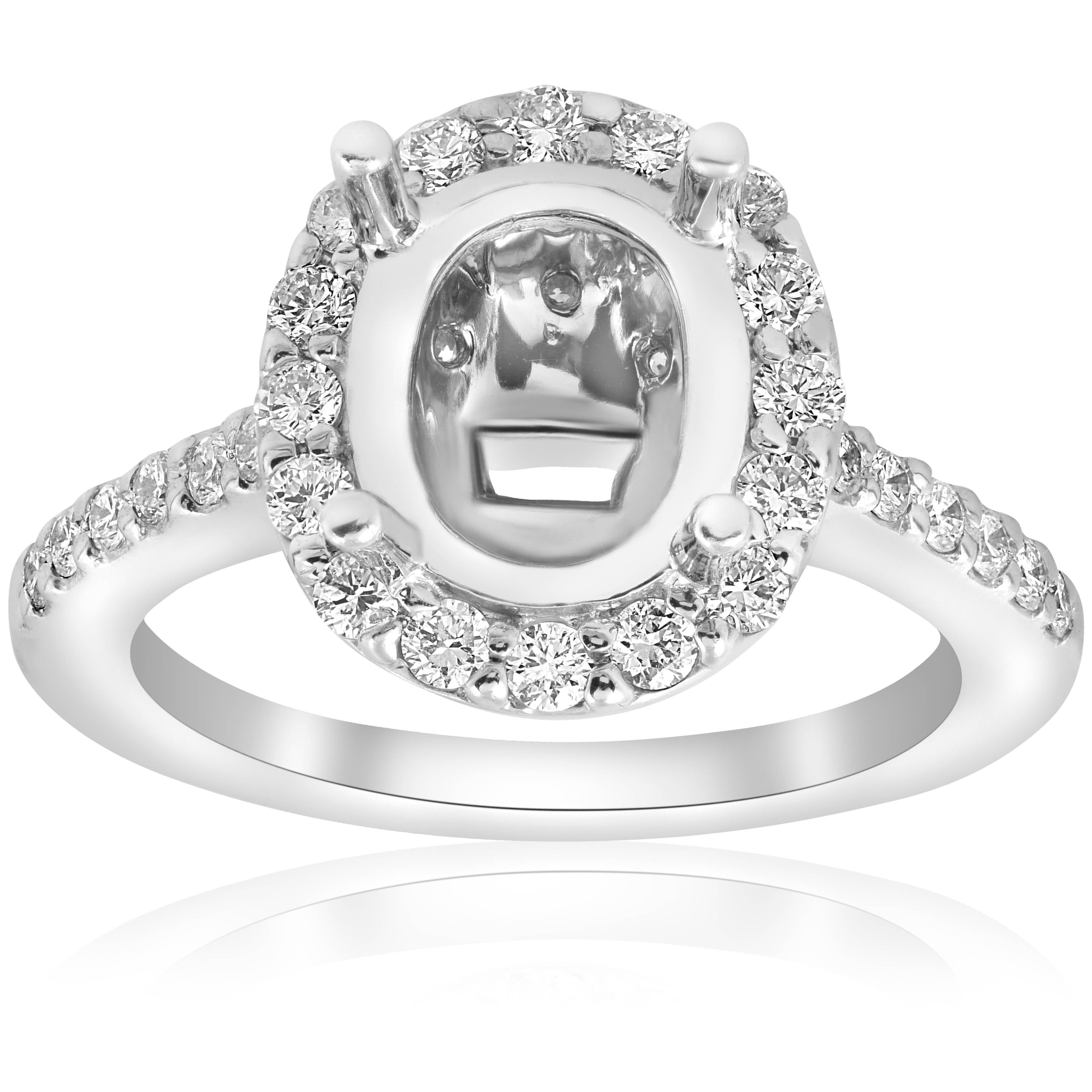 Pompeii 3/4ct Oval Halo Vintage Ring Setting 14K White Gold (H-I,I1 ...