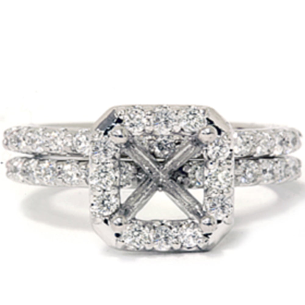 Pompeii 3/4ct Pave Halo Diamond Ring Set 14K White Gold (G/H,I1) - Walmart.com