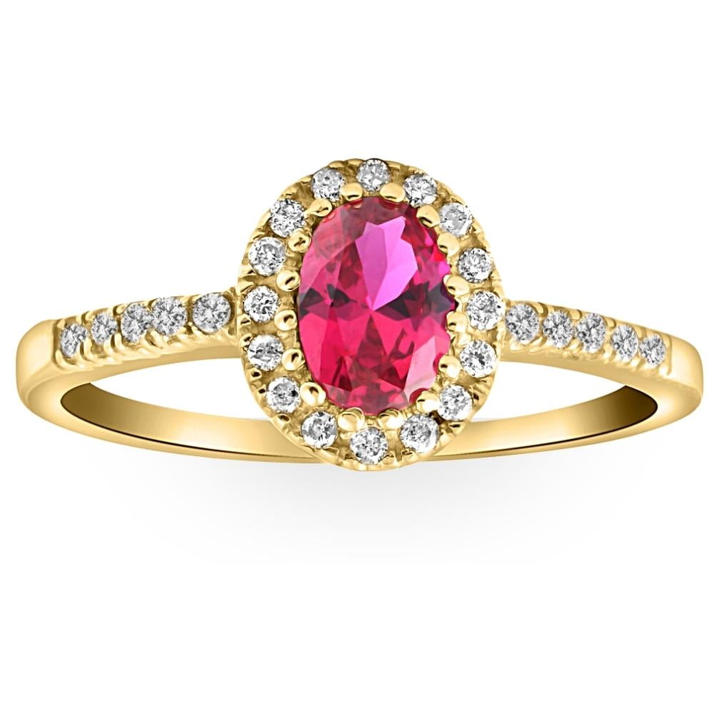 Pompeii 3/4ct Ruby & Diamond Ring 14K Yellow Gold (G/H,I2-I3) - Walmart.com