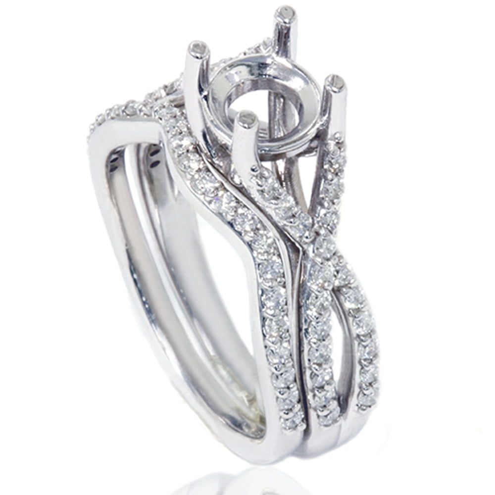 Pompeii 3/4ct Twist Engagement Ring Set 14K White Gold (G/H,I1 ...