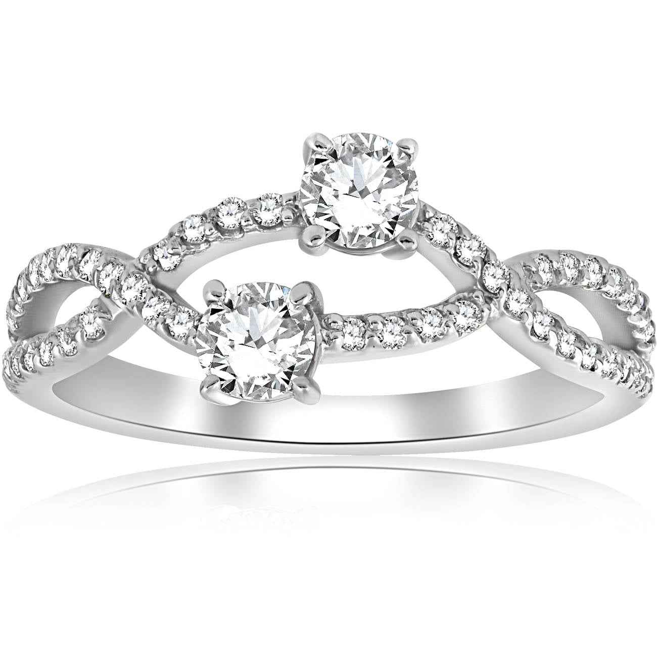 Pompeii 3/4ct Two Stone Forever Us Diamond Engagement Bypass Ring in ...