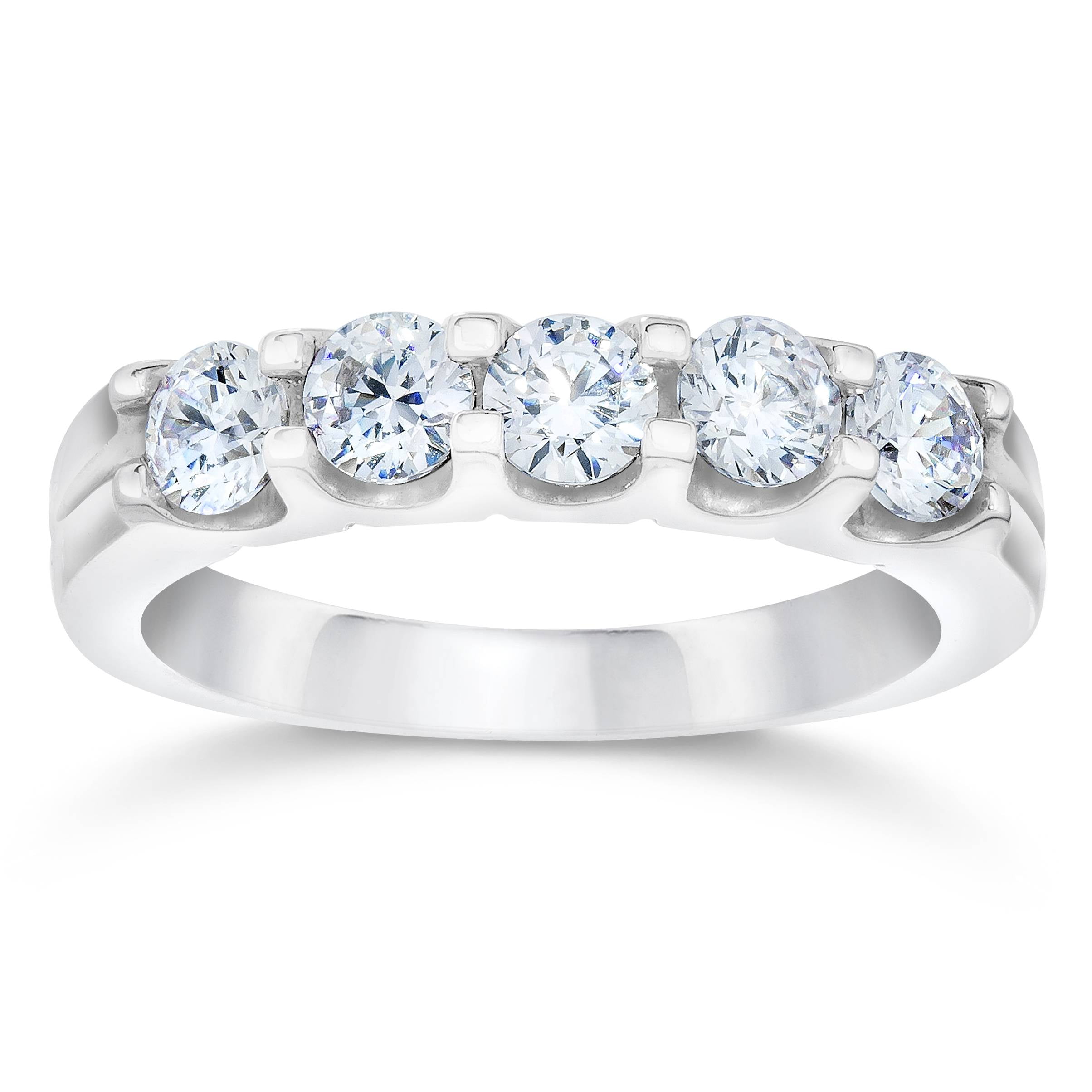 Pompeii 3/4ct U Shape Five Stone Diamond Wedding Ring 14K White Gold (I ...