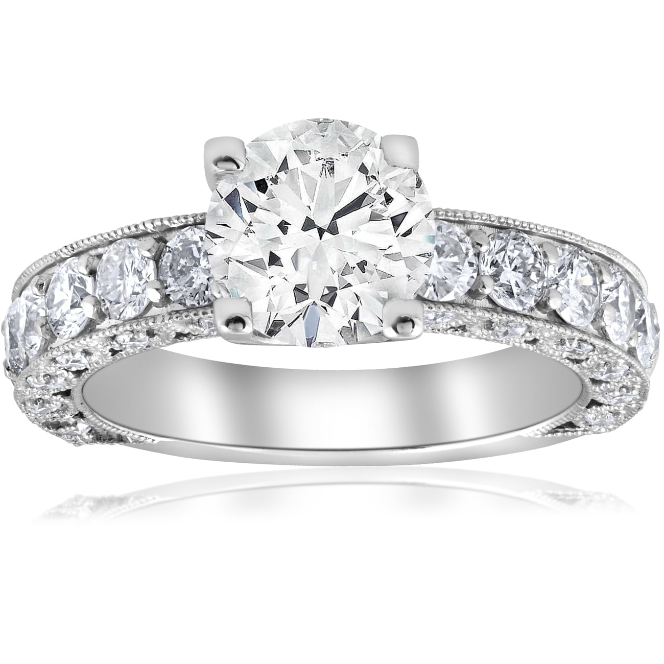 Pompeii Certified 5Ct Diamond Heirloom Engagement Ring 14k White Gold ...