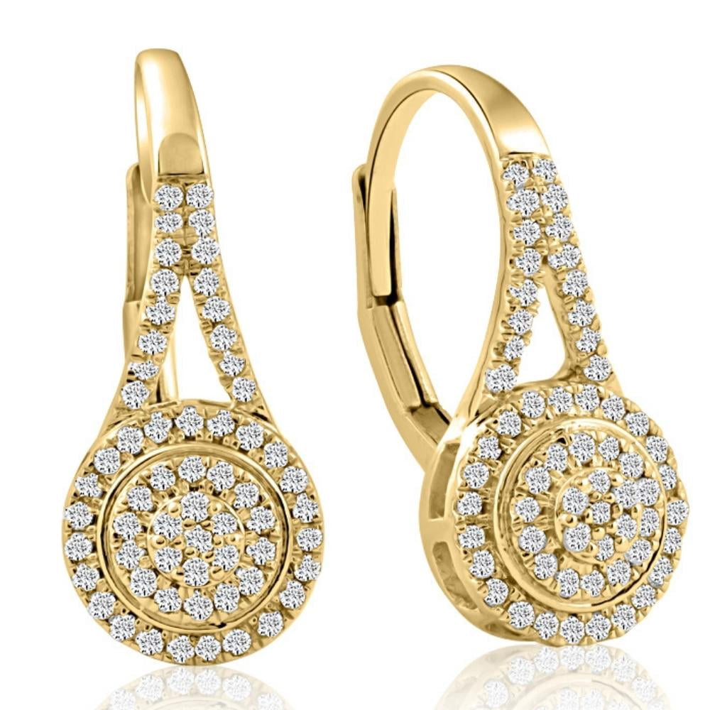 Pompeii 3/8Ct Halo Diamond Hoops With Lever Backs in White or Yellow ...
