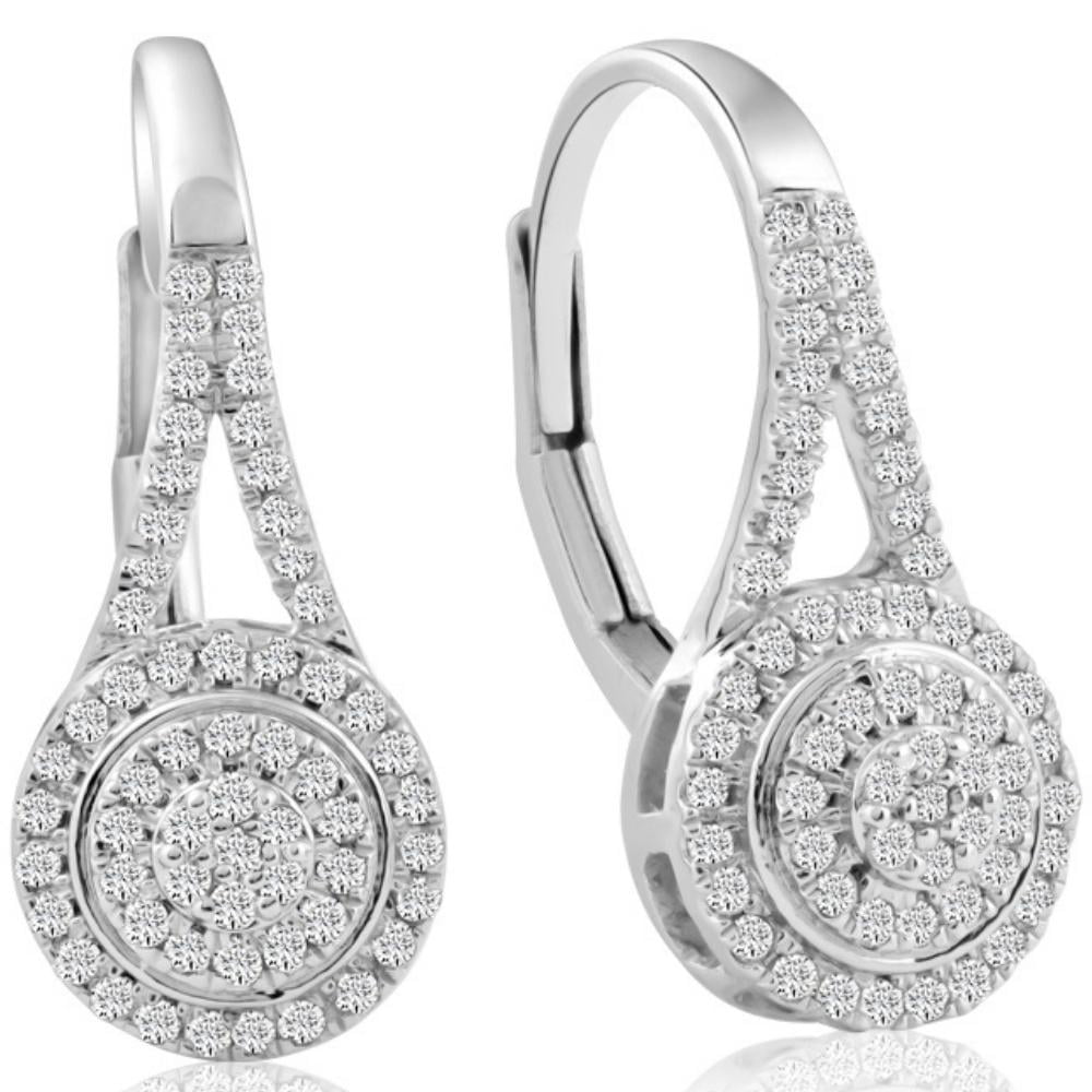Pompeii 3/8Ct Halo Diamond Hoops With Lever Backs in White or Yellow ...
